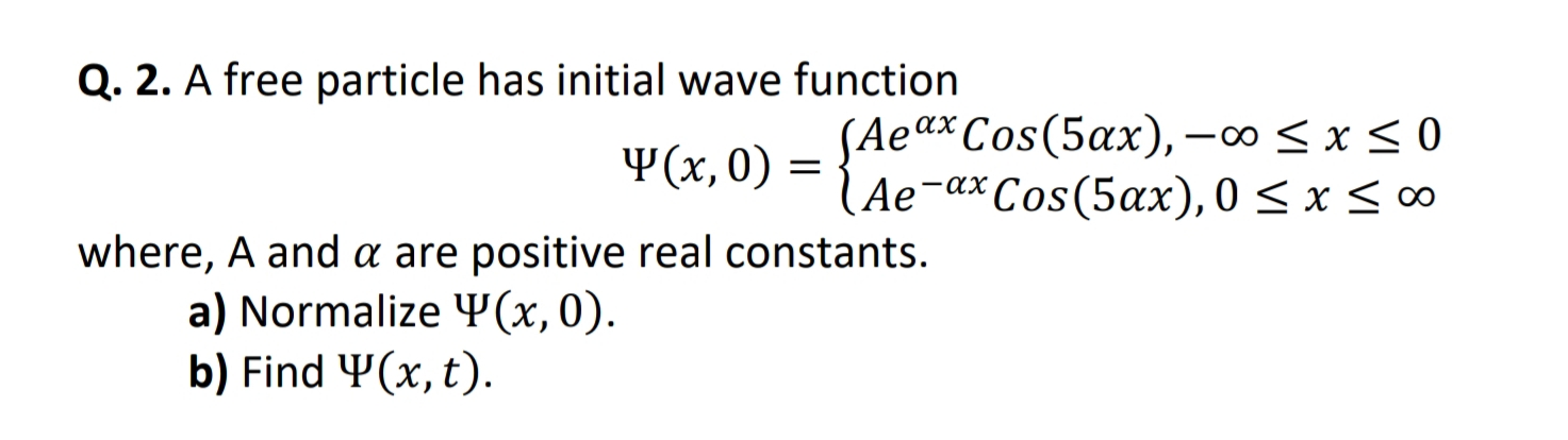Solved Q. 2. A free particle has initial wave function SAеax | Chegg.com