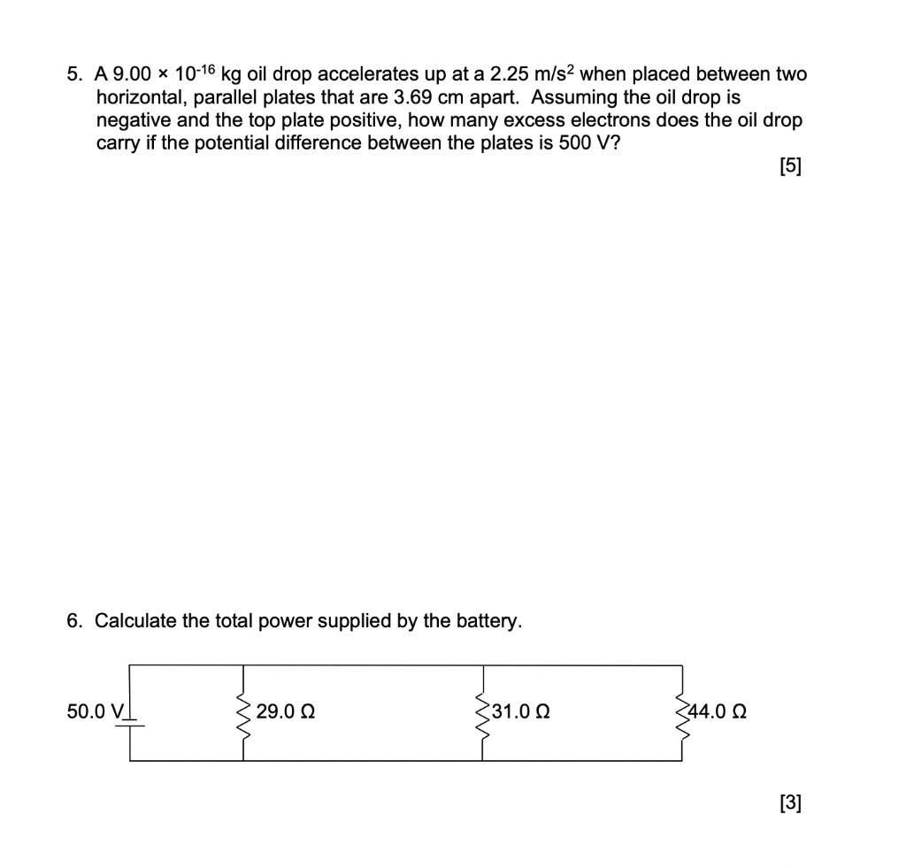 Solved 5. A 9.00×10−16 kg oil drop accelerates up at a 2.25 | Chegg.com