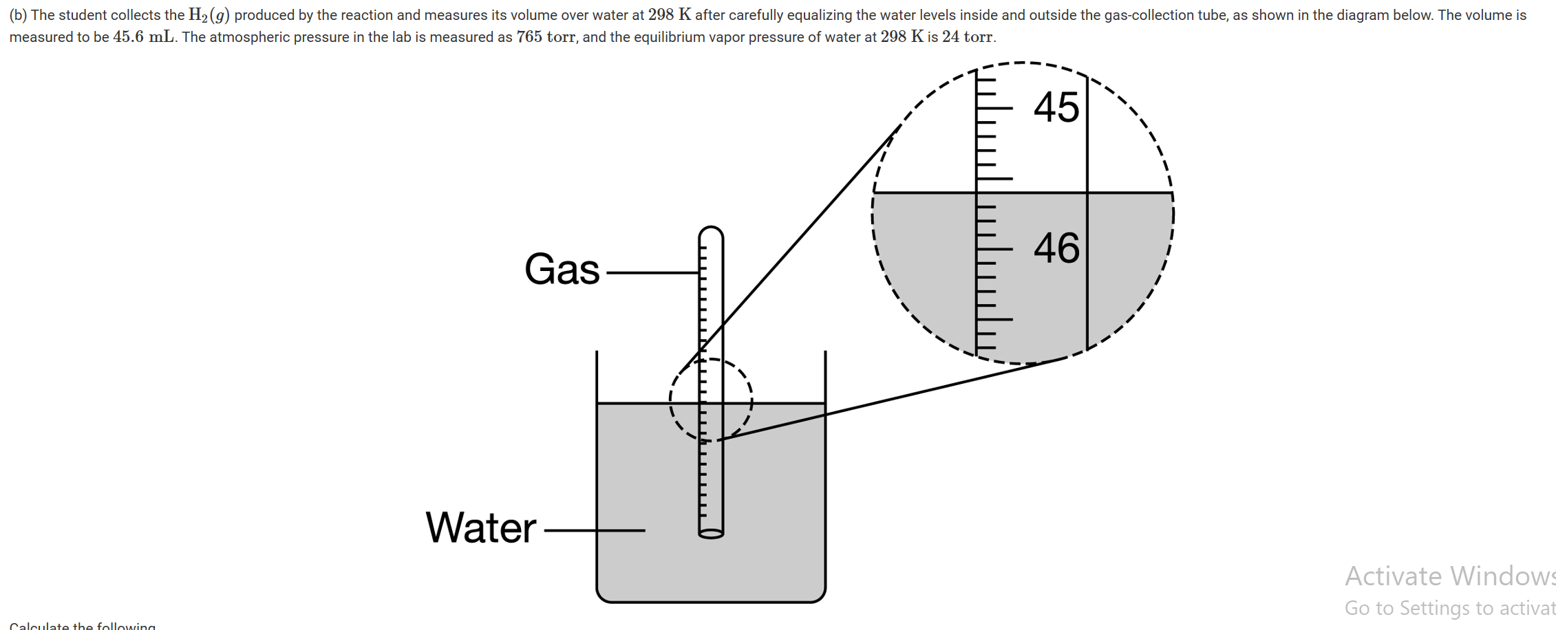 Solved a) What is the pressure inside the tube due to H2? b) | Chegg.com