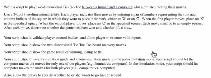 Solved Write a script to play two-dimensional Tic-Tac-Toe | Chegg.com