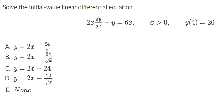 Solved Solve the initial-value linear differential equation, | Chegg.com