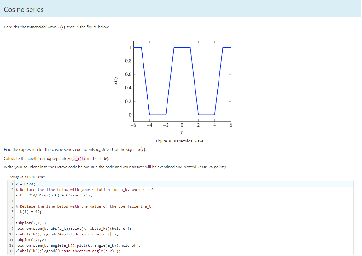Solved Consider the trapezoidal wave x(t) seen in the figure | Chegg.com