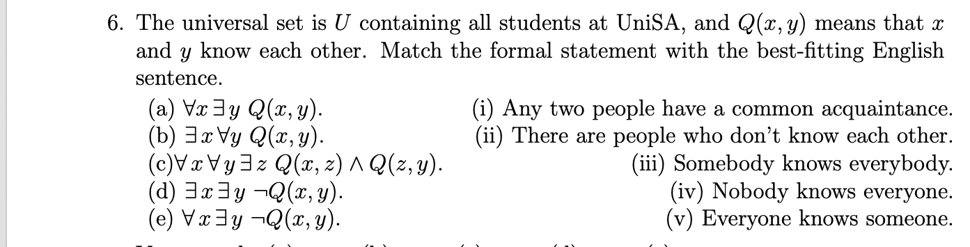 Solved The universal set is U containing all students at | Chegg.com