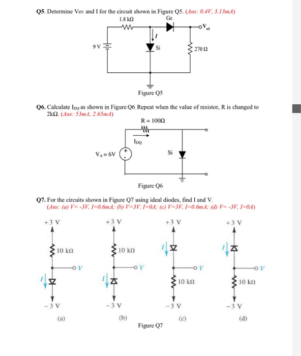 Solved Q5. Determine Vo and I for the circuit shown in | Chegg.com