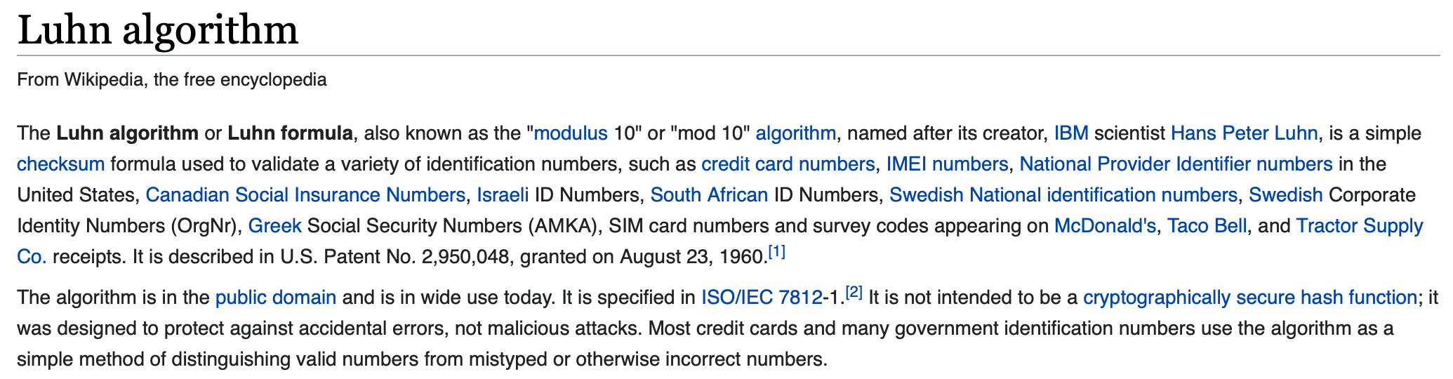 Solved The Luhn Algorithm Is Used To Validate Credit Card