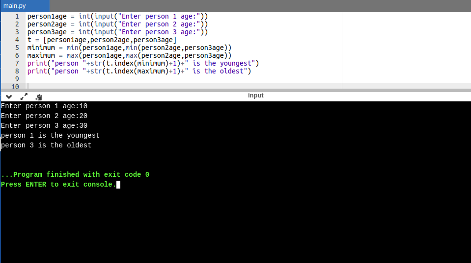  Solved Write Python Program Take Input Age 3 People User Determine 