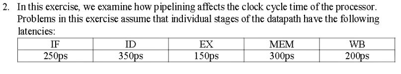 (Solved) : 2 Exercise Examine Pipelining Affects Clock Cycle Time ... (Solved) : 2 Exercise Examine Pipelining Affects Clock Cycle Time ...