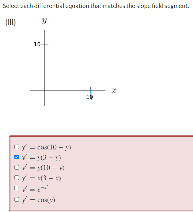 Solved Match each of the slope field segments in (1)-(III) | Chegg.com