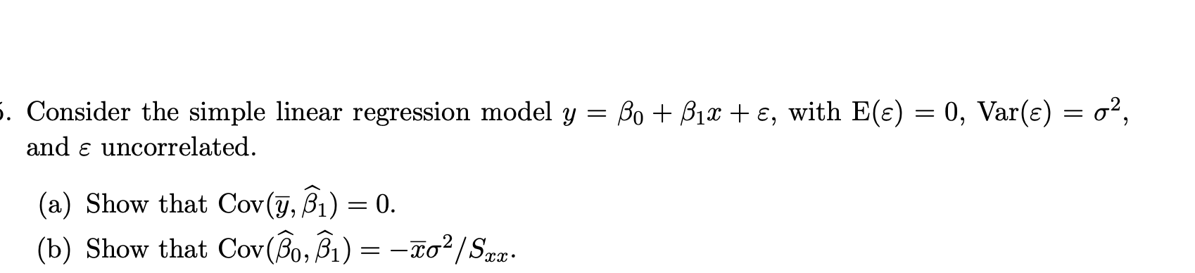 Solved 5. Consider the simple linear regression model y = Bo | Chegg.com