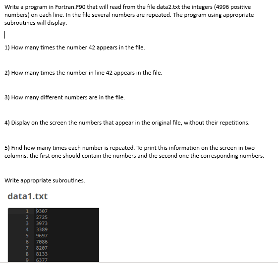 Write a program in Fortran.F90 that will read from | Chegg.com Write a program in Fortran.F90 that will read from | Chegg.com