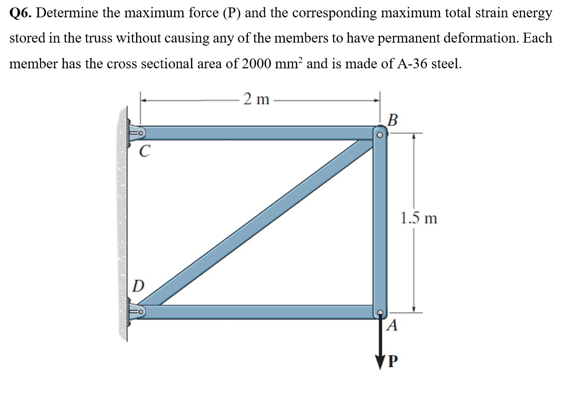 Solved Q6 Determine The Maximum Force P And The
