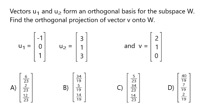 Solved Vectors u1 and u2 form an orthogonal basis for the | Chegg.com