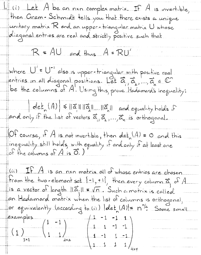 1. a) Let A be an nxn complex matrix. If A. 15. | Chegg.com