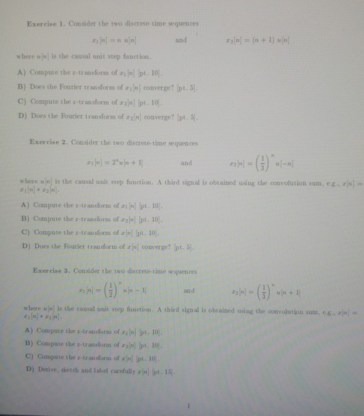 Solved Exercise 1. Consider the two discreto-time sequences | Chegg.com