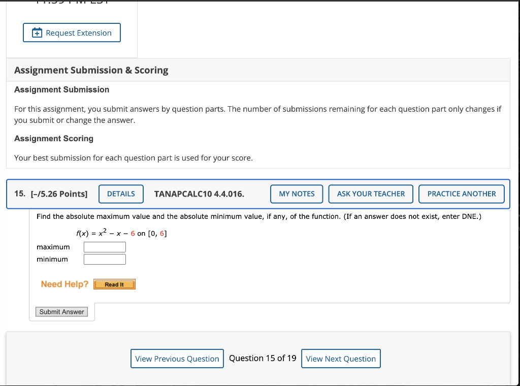 Solved Request Extension Assignment Submission & Scoring | Chegg.com