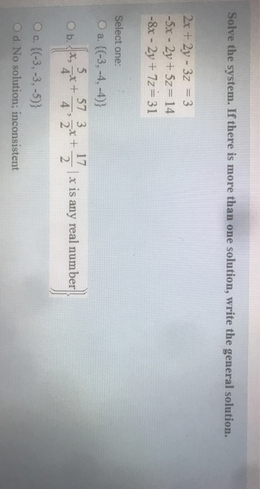 Solved Solve the system. If there is more than one solution, | Chegg.com