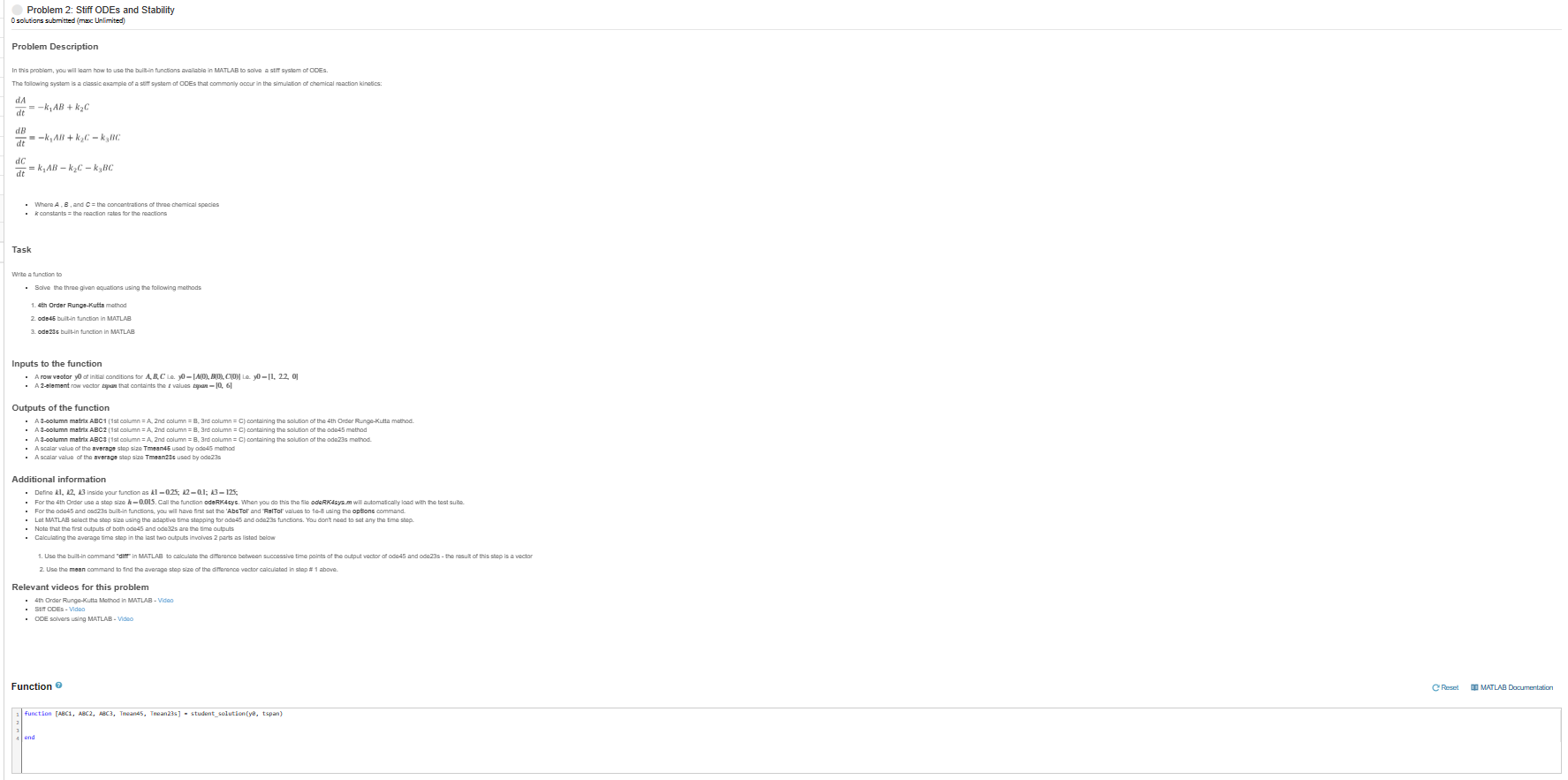 Solved This is a Matlab auto grader question.Problem | Chegg.com