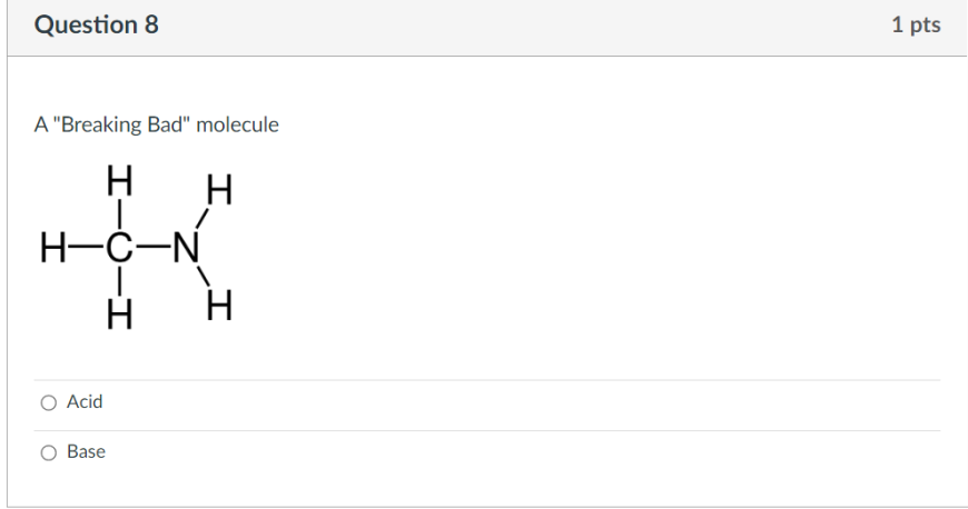 Solved A "Breaking Bad" molecule Acid Base | Chegg.com