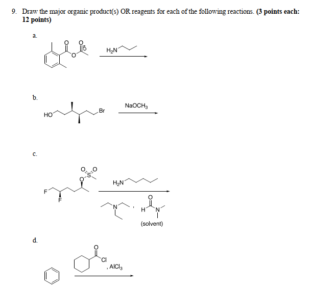 Solved 9. Draw the major organic product(s) OR reagents for | Chegg.com