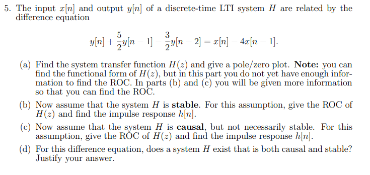 Solved 5. The input in and output yn of a discrete-time LTI | Chegg.com