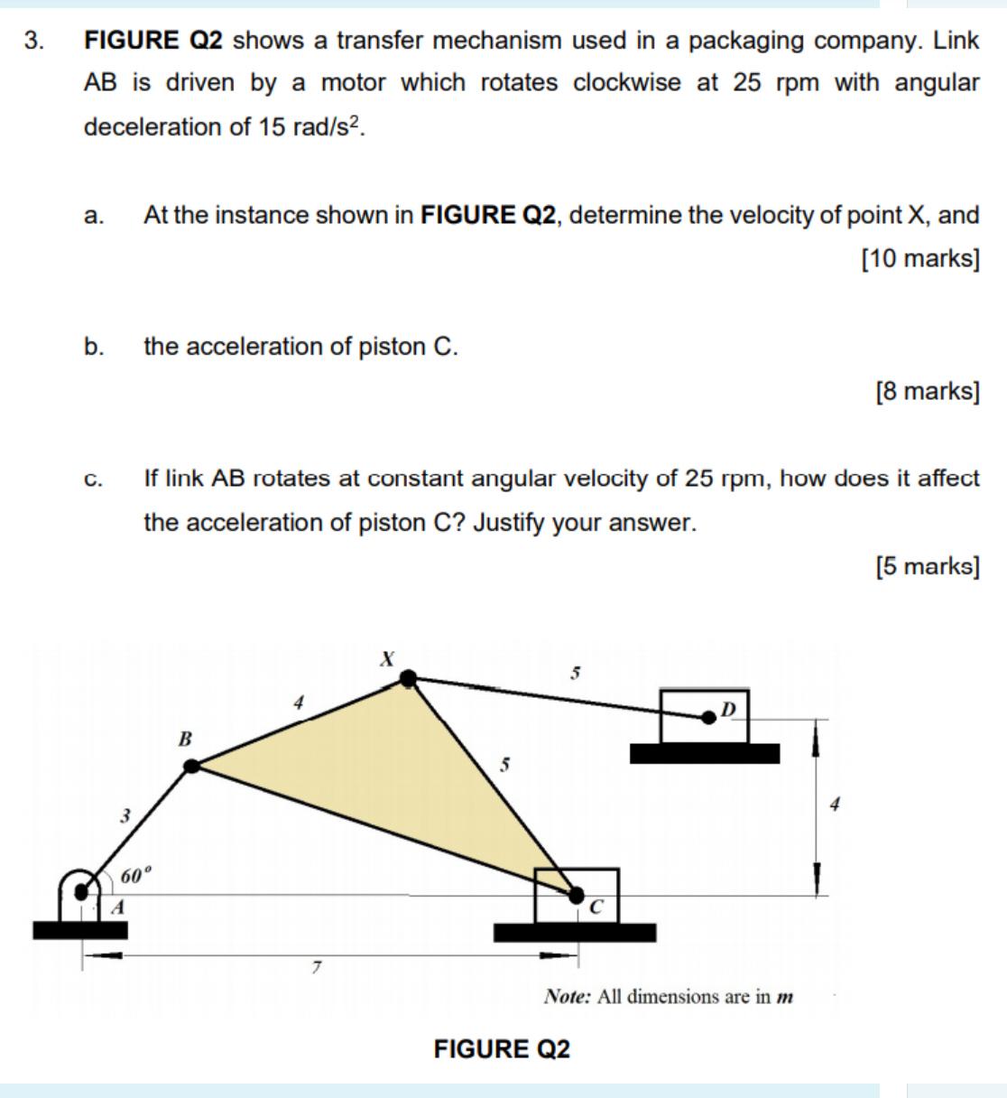 Solved 3. FIGURE Q2 shows a transfer mechanism used in a | Chegg.com