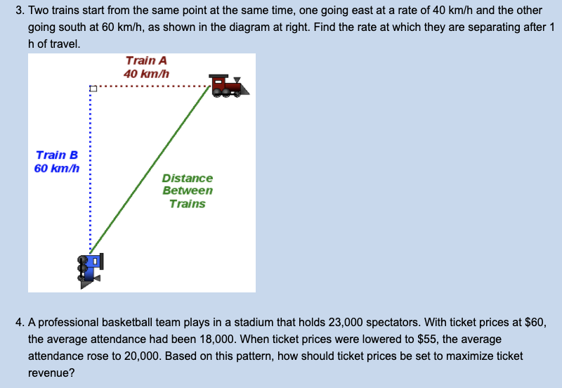 Solved 3. Two trains start from the same point at the same | Chegg.com