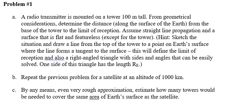 Solved Problem #1 a. A radio transmitter is mounted on a | Chegg.com