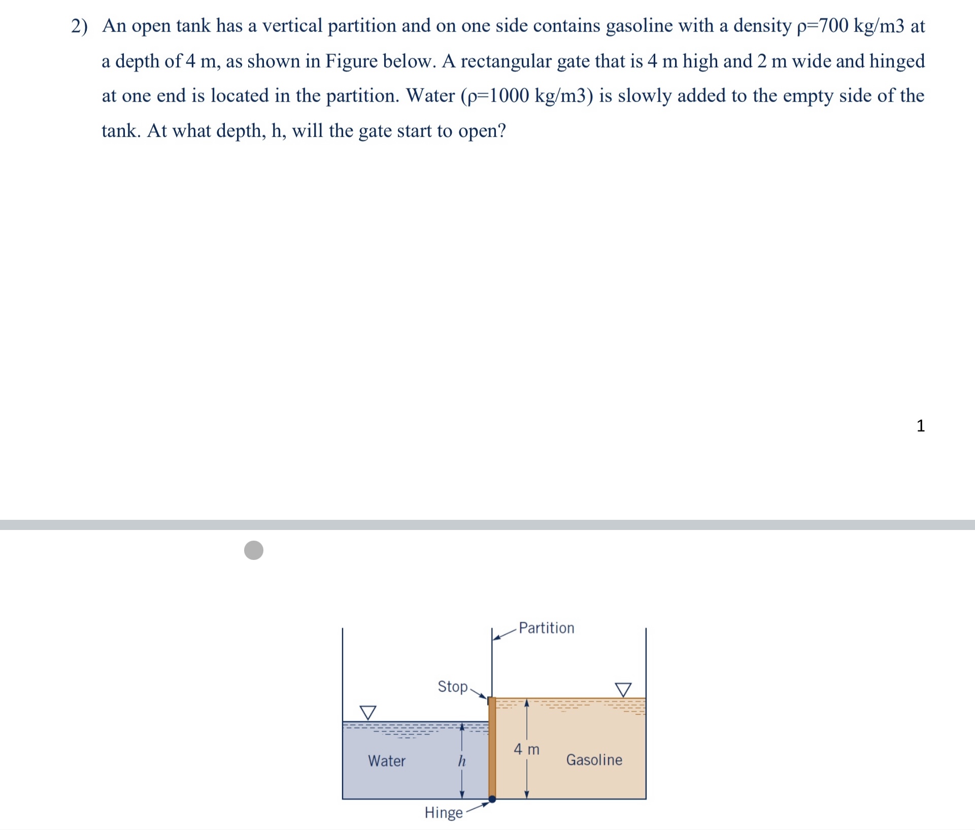 Solved 2) An open tank has a vertical partition and on one | Chegg.com