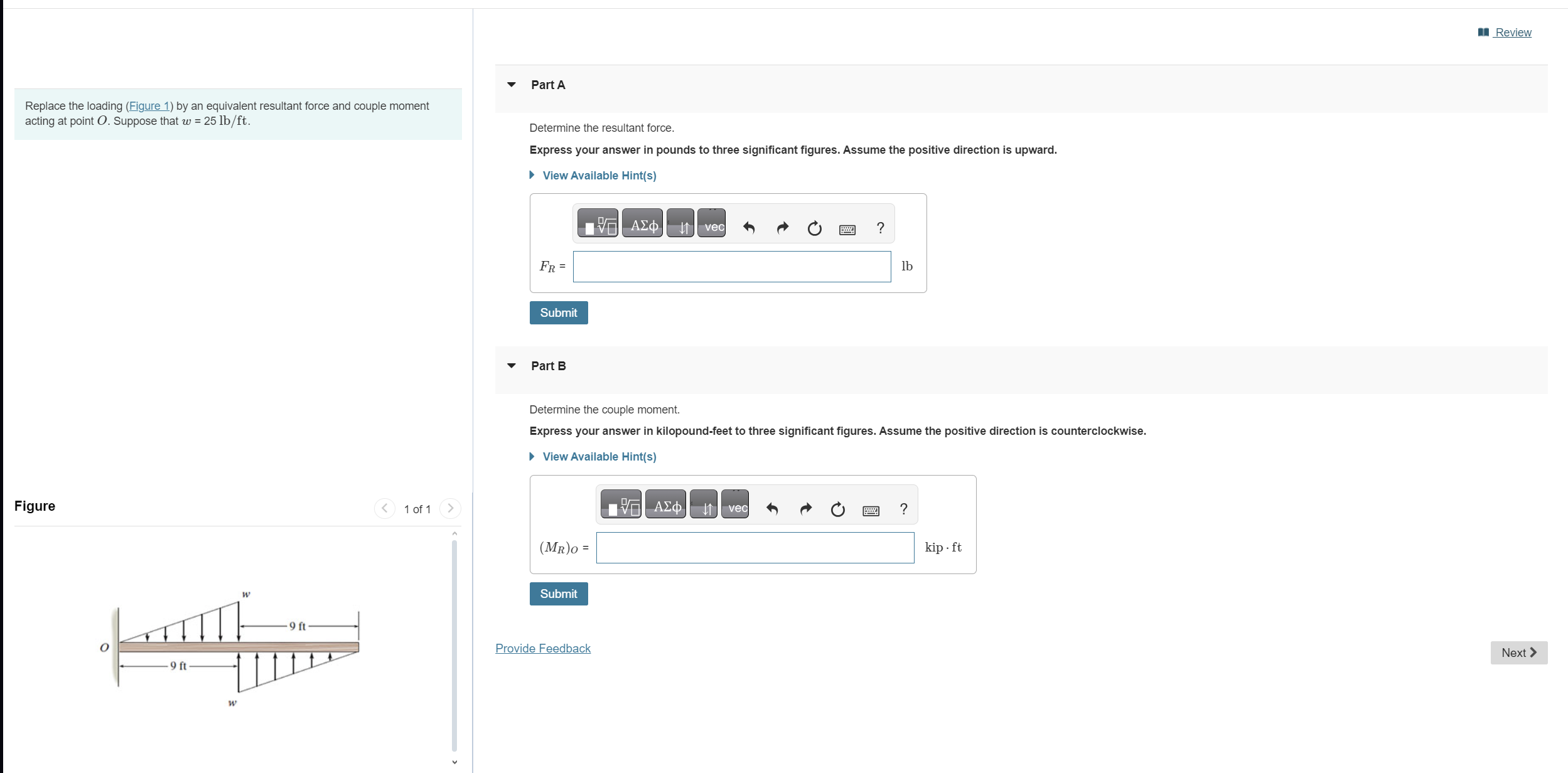 Solved Replace the loading (Figure 1) ﻿by an equivalent | Chegg.com