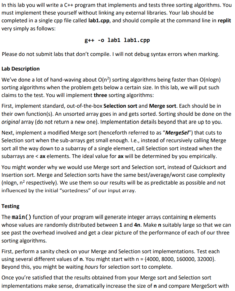 Solved In this lab you will write a C++ program that | Chegg.com