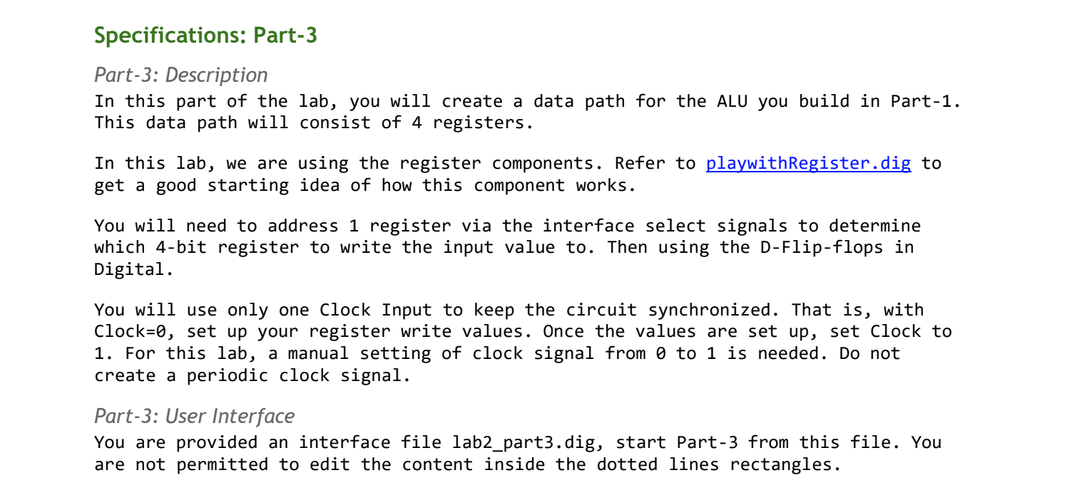Specifications: Part-3 Part-3: Description In this | Chegg.com