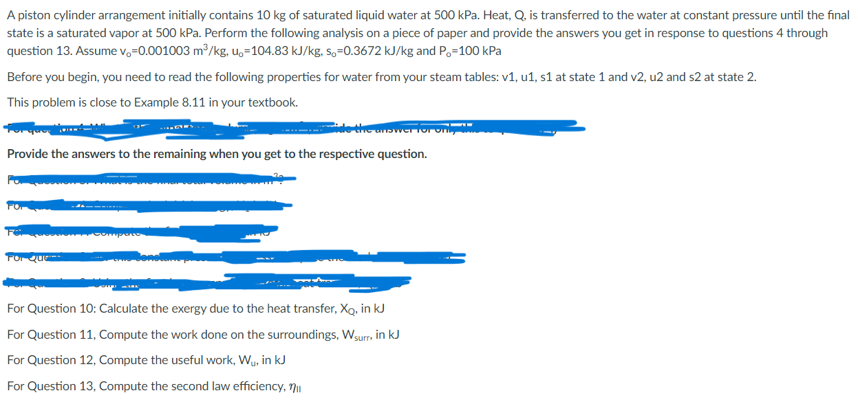 Solved A piston cylinder arrangement initially contains 10 | Chegg.com