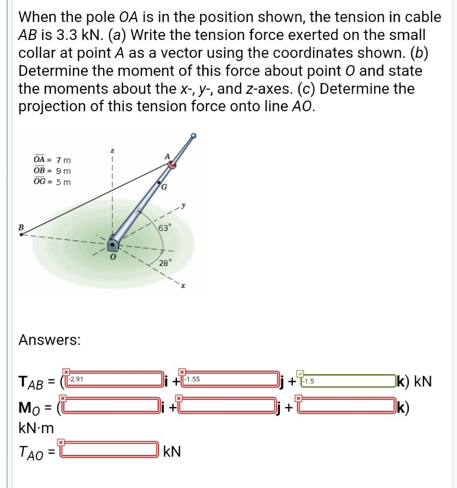 Solved When the pole OA is in the position shown, the | Chegg.com