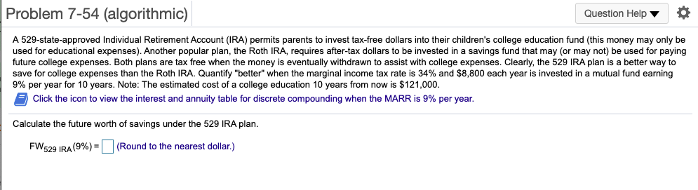 Solved Problem 7-54 (algorithmic) Question Help o A | Chegg.com
