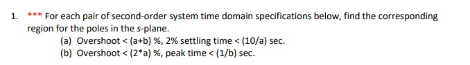 For each pair of second-order system time domain | Chegg.com
