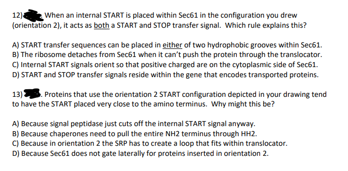 Solved 12) When an internal START is placed within Sec61 in | Chegg.com