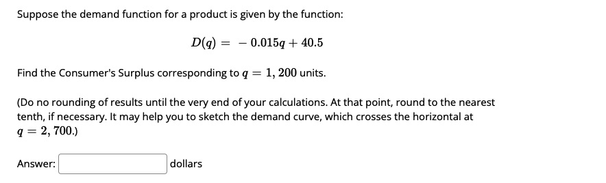Solved Suppose the demand function for a product is given by | Chegg.com