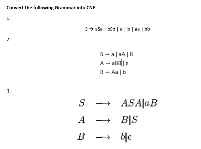 Solved Convert the following Grammar into CNF 1. | Chegg.com