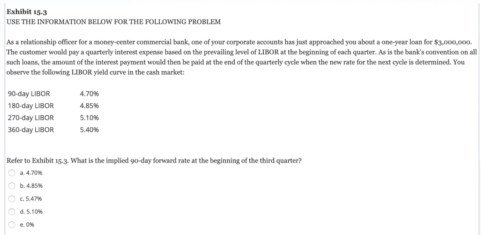 Solved Exhibit 15.3 USE THE INFORMATION BELOW FOR THE | Chegg.com