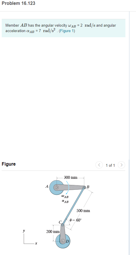 Solved Problem 16.123 Member AB has the angular velocity WAB | Chegg.com