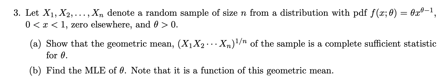 Solved , 3. Let X1, X2, ..., Xn denote a random sample of | Chegg.com