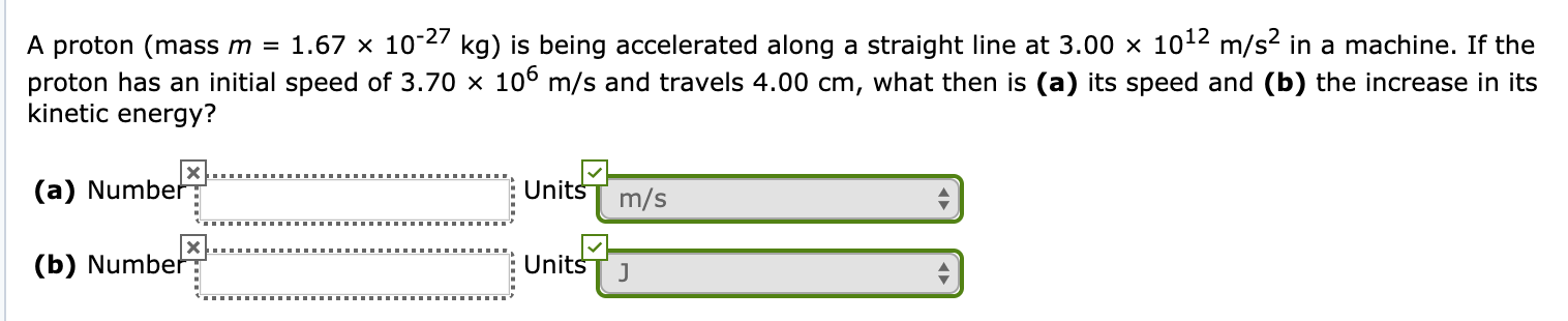 Solved A proton (mass m = 1.67 x 10-27 kg) is being | Chegg.com