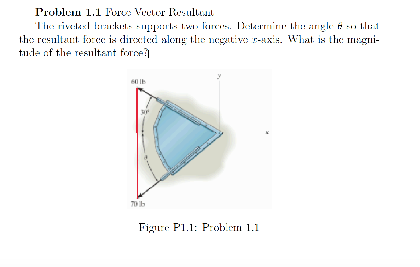 Solved Problem 1.1 Force Vector Resultant The riveted | Chegg.com