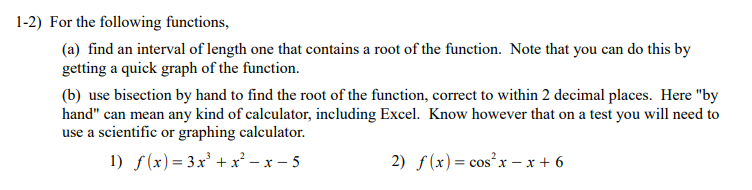Solved 1-2) For the following functions, (a) find an | Chegg.com