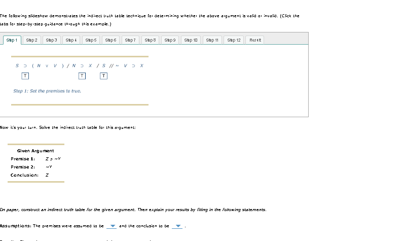 9 . Single-Line Indirect Truth Tables for Validity | Chegg.com
