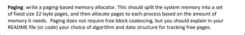 Solved Paging: write a paging-based memory allocator. This | Chegg.com