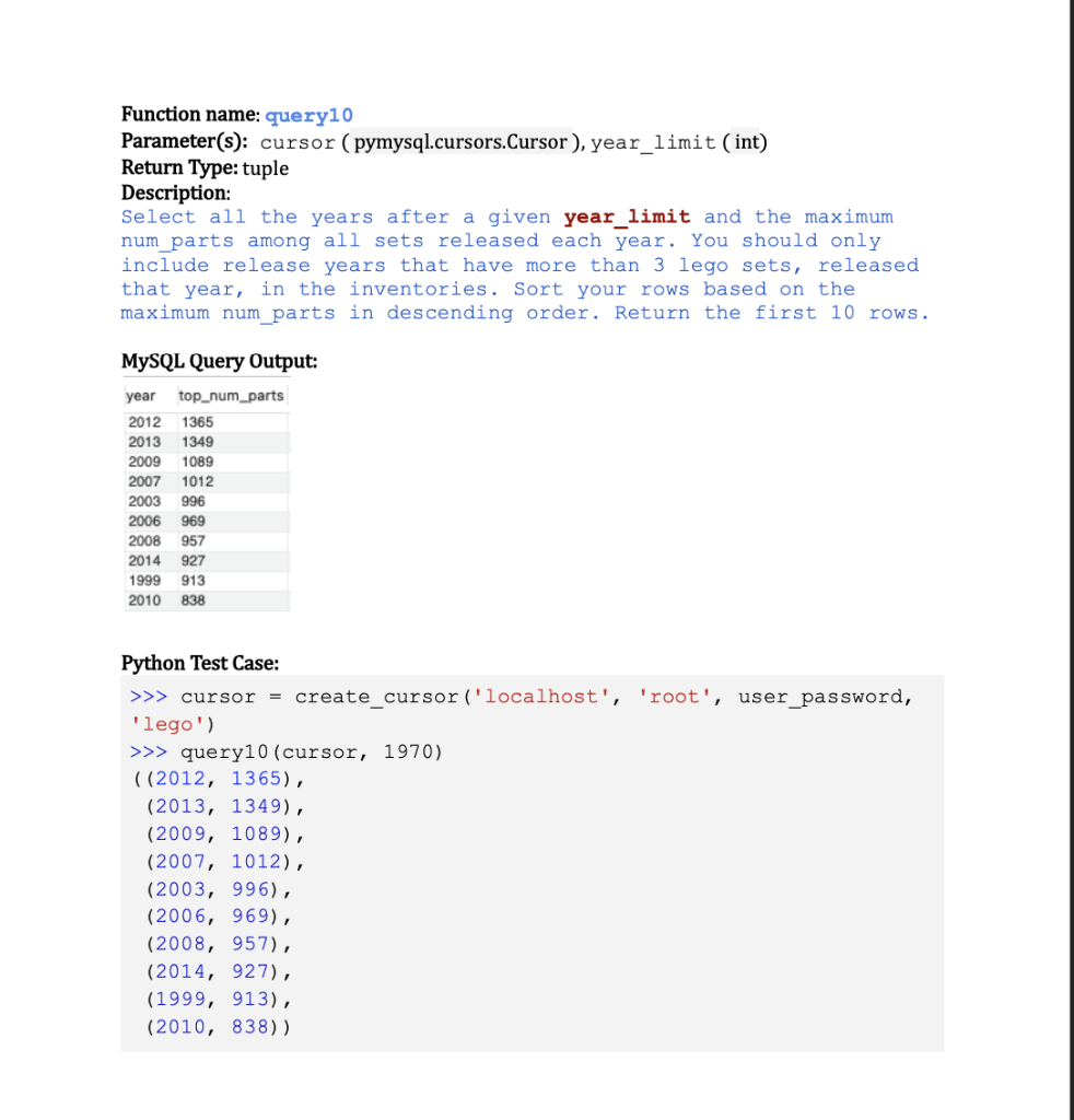 FILL QUERY OUT BELOW USING DATABASE GIVEN: def | Chegg.com