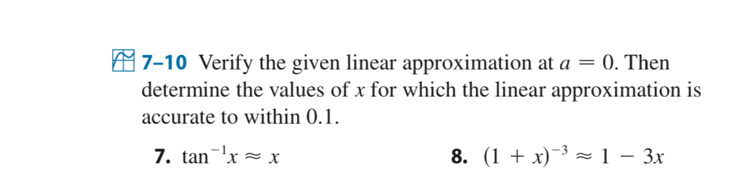 Solved 7 10 Verify The Given Linear Approximation At A 0