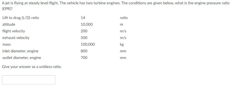 A jet is flying at steady level flight. The vehicle | Chegg.com
