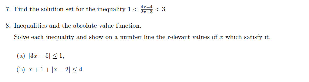 Solved 7. Find the solution set for the inequality 1